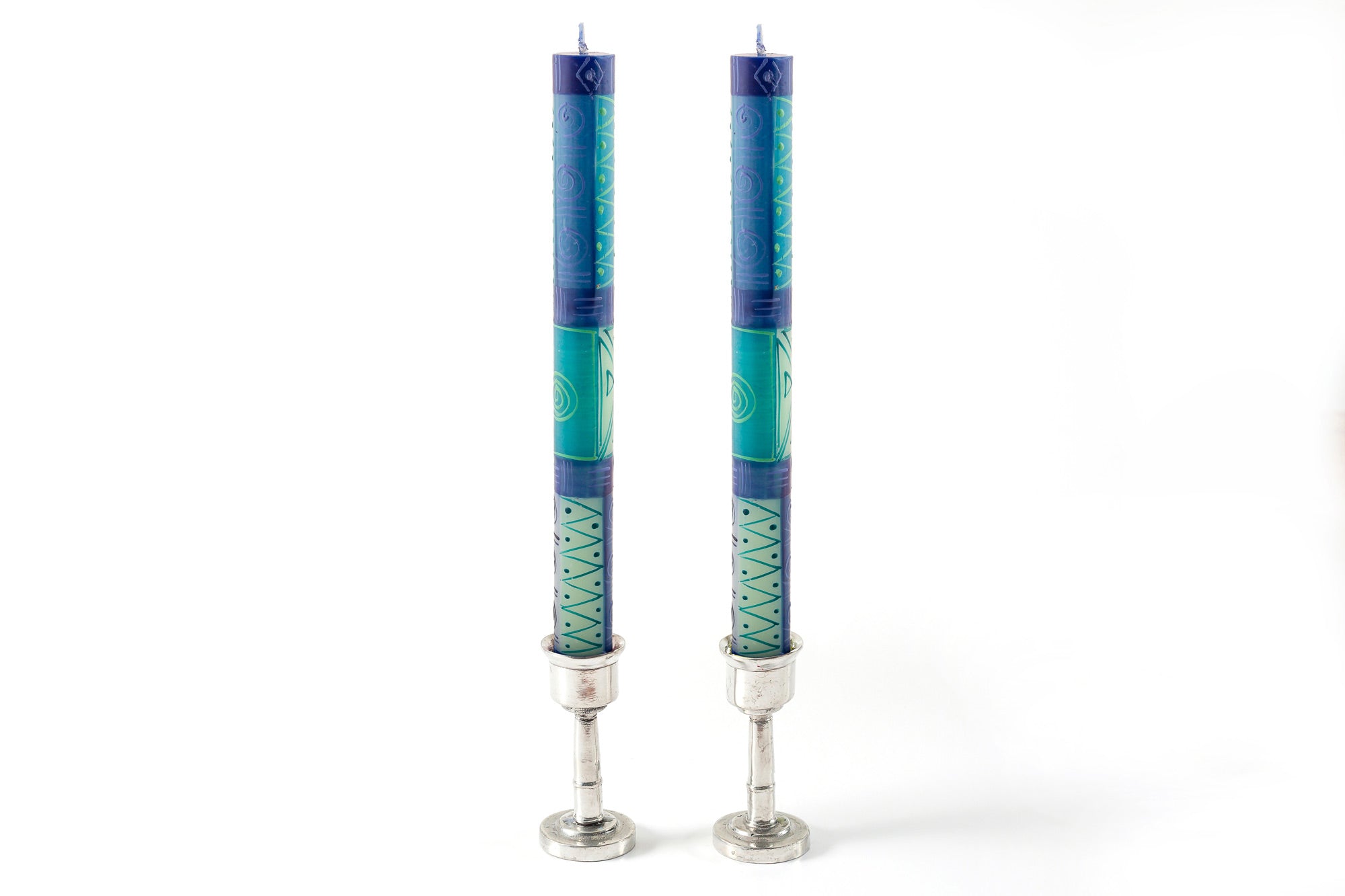 Blue & Green handpainted South African candles – Thumbprint Artifacts