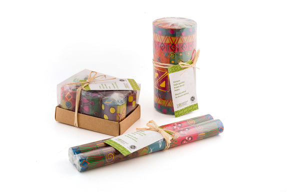 Multi Color Ethnic hand painted candles in bright African design ...
