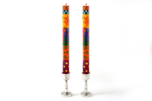 Multi Color Ethnic hand painted candles in bright African design ...