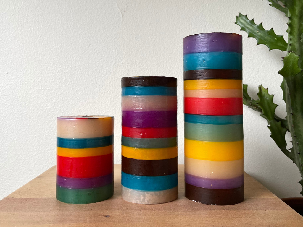 Memphis stripe artisanal hand crafted candles. Fair trade. – Thumbprint ...